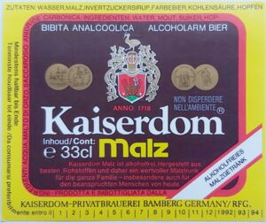 Drink Label: Kaiserdom Malz (G. Wörner Bürgerbräu Bamberg, Germany ...