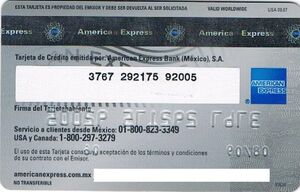 Tarjeta de Banco: American Express (American Express, MéxicoCol:MX-AE-0047