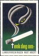 Stamp: Cigarette with smoke forming a snake (Norway: Cinderella Stamps ...