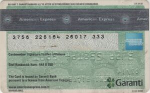 Bank Card: American Express (Garanti Bankası, Türkiye (Turkey)Col:TR-AE ...