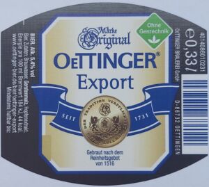 Drink Label: Oettinger Export (Oettinger Brauerei GmbH, Germany ...
