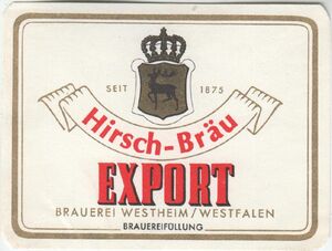 Flaschenetikett: Hirsch-Bräu Export (Hirsch-Bräu Westheim, Deutschland ...