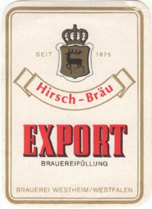 Drink Label: Hirsch-Bräu Export (Hirsch-Bräu Westheim, Germany, Federal ...
