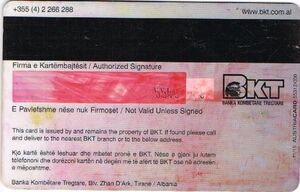 Bank Card: BKT Visa Electron (Banka Kombëtare Tregtare, AlbaniaCol:AL-VE-0020 💳