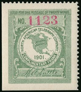 Stamp: Map of North America - Frank - dated 1901 (United States of ...