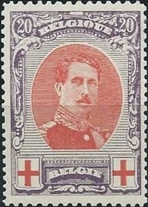 Stamp: King Albert I - Red Medallion - Perf. 11x12 (Belgium(King Albert ...