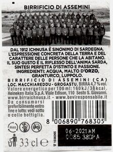 Drink Label: Ichnusa (Heineken Italia, ItalyCol:IT-BEER-000339