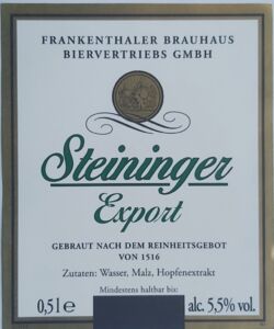Drink Label: Steininger Export (Frankenthaler Brauhaus, Germany ...