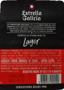 Drink Label: Estrella Galicia (Casa di Conti, BrazilCol:BR-BEER-000884