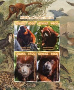 Stamp: Guianan Red Howler Monkey (Alouatta seniculus) (Guyana(Wildlife ...
