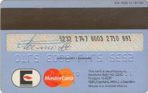 Bank Card: Deutsche Bank (Deutsche Bank, Germany, Federal Republic) Col ...