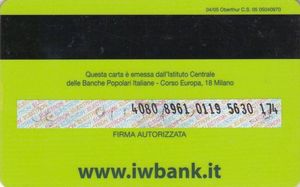 Tarjeta de Banco: Kiwi (Iw Bank, ItaliaCol:IT-VE-0009