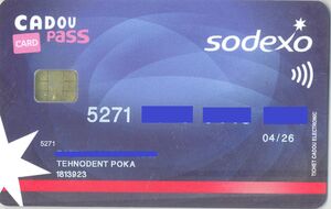Bank Card: Sodexo Pass (Sodexo, RomaniaCol:RO-MC-0402