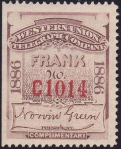 Stamp: Frank - dated 1886 (United States of America(Western Union ...