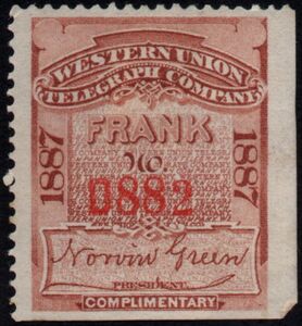 Stamp: Frank - dated 1887 (United States of America(Western Union ...