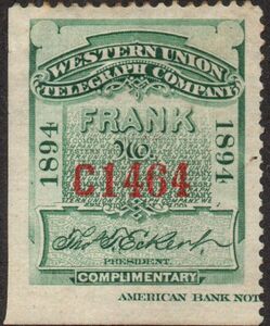 Stamp: Frank - dated 1894 (United States of America(Western Union ...