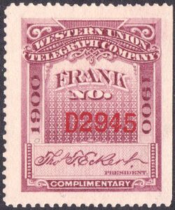 Stamp: Frank - dated 1900 (United States of America(Western Union ...