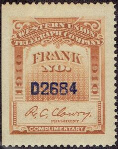 Stamp: Frank - dated 1910 (United States of America(Western Union ...