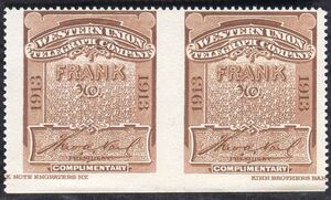 Stamp: Frank - dated 1913 (United States of America(Western Union ...
