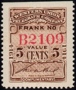 Stamp: Frank - dated 1914 (United States of America(Western Union ...