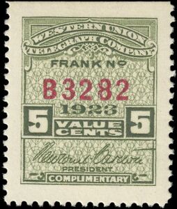 Stamp: Frank - dated 1923 (United States of America(Western Union ...
