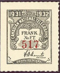 Stamp: Frank - dated 1931-1932 (Canada(Canadian National Telegraphs ...