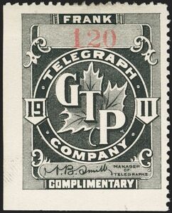 Stamp: Frank - dated 1911 (Canada(Grand Trunk Pacific Railways ...
