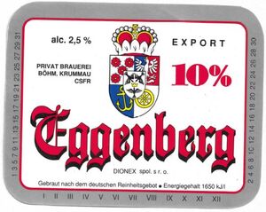 Drink Label: Eggenberg 10 (Pivovar Eggenberg Cesky Krumlov /closed ...
