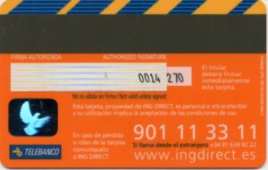 Tarjeta de Banco: Ing Direct (Banco Ing Direct, EspañaCol:ES-VI-0227.04