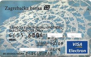 Bank Card: Zaba-Visa (Zagrebacka Banka, CroatiaCol:HR-VE-0005.04