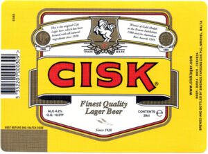 Drink Label: Cisk Lager (Simonds Farsons Cisk Plc., MaltaCol:MT-BEER-000055