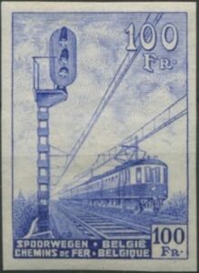 Stamp: Railway Stamp: Electric Train and Signal (Belgium(Railway - The ...
