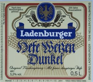 Drink Label: Ladenburger Hefe Weizen Dunkel (Brauerei Ladenburger ...