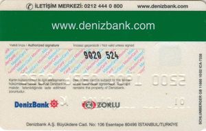 Bank Card: + Bonus (Denizbank, Türkiye (Turkey)Col:TR-MC-0178