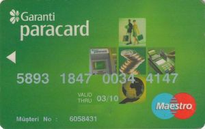 Bank Card: Garanti Paracard (Garanti Bankası, Türkiye (Turkey)Col:TR-MS ...