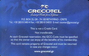 Hotel Card: Grecotel Counter Club (Grecotel, GreeceCol:GRE-00579