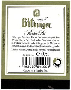 Drink Label: Bitburger Premium Pils (Bitburger Braugruppe GmbH, Germany ...
