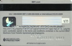 Bank Card: Check Card (Bb&t, United States of AmericaCol:US-VI-0044.02