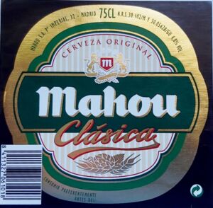 Drink Label: Mahou Clasica (Mahou S.A., SpainCol:ES-BEER-002764