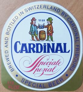 Drink Label: Cardinal Speciale Spezial (Brasserie Cardinal Fribourg ...
