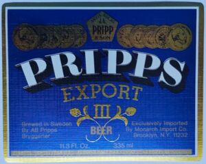 Drink Label: Pripps Export III (Pripps Bryggerier, SwedenCol:SE-BEER-000286