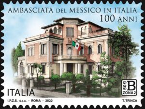 Stamp: Mexican Embassy in Italy, Centenary (Italy(Italy-Mexico Joint ...