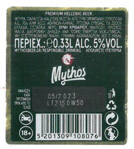 Drink Label: Mythos (Olympic Brewery S.A., GreeceCol:GR-BEER-001427