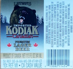 Drink Label: Kodiak Lager Beer (Kodiak Beverage International Inc ...