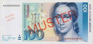 Banknote: 100 Deutsche Mark (Germany, Federal Republic(1989-1999 Issue ...