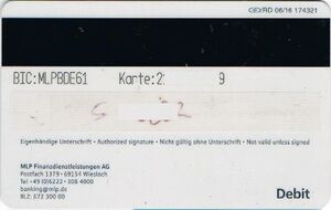 Bank Card: MLP Maestro (MLP Finanzdienstleistungen AG, Germany, Federal ...