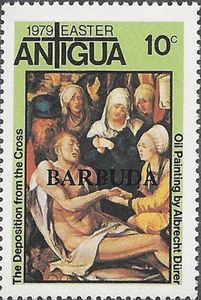 Stamp: Lamentation of Christ (Barbuda) (Easter: Paintings by Dürer) Mi:BX 443,Sn:BX 387,Yt:BX ...