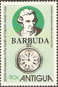 Stamp: Chronometer (Barbuda(200th death of Captain James Cook) Mi:BX ...