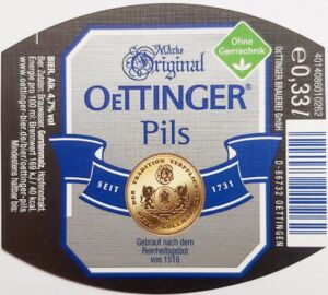 Drink Label: Oettinger Pils (Oettinger Brauerei GmbH, Germany, Federal ...