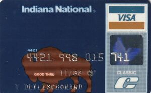Bank Card: Indiana National (The Indiana National Bank, United States ...